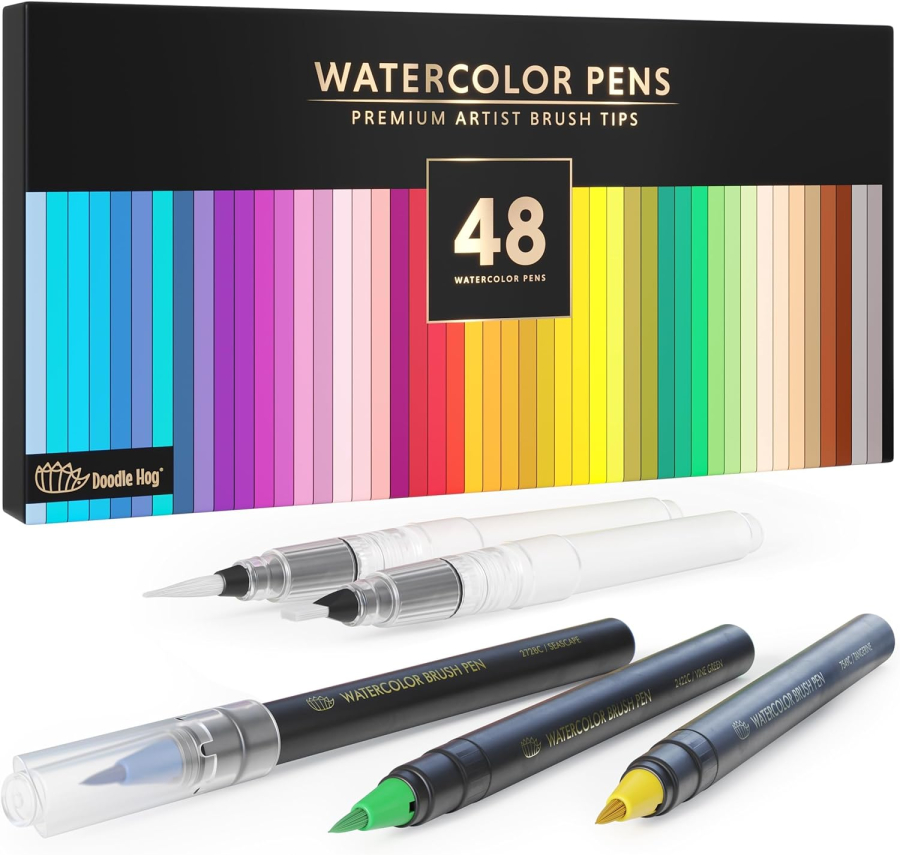 Gift Box : 48 Premium Watercolor Brush Pens, Highly Blendable, No ...